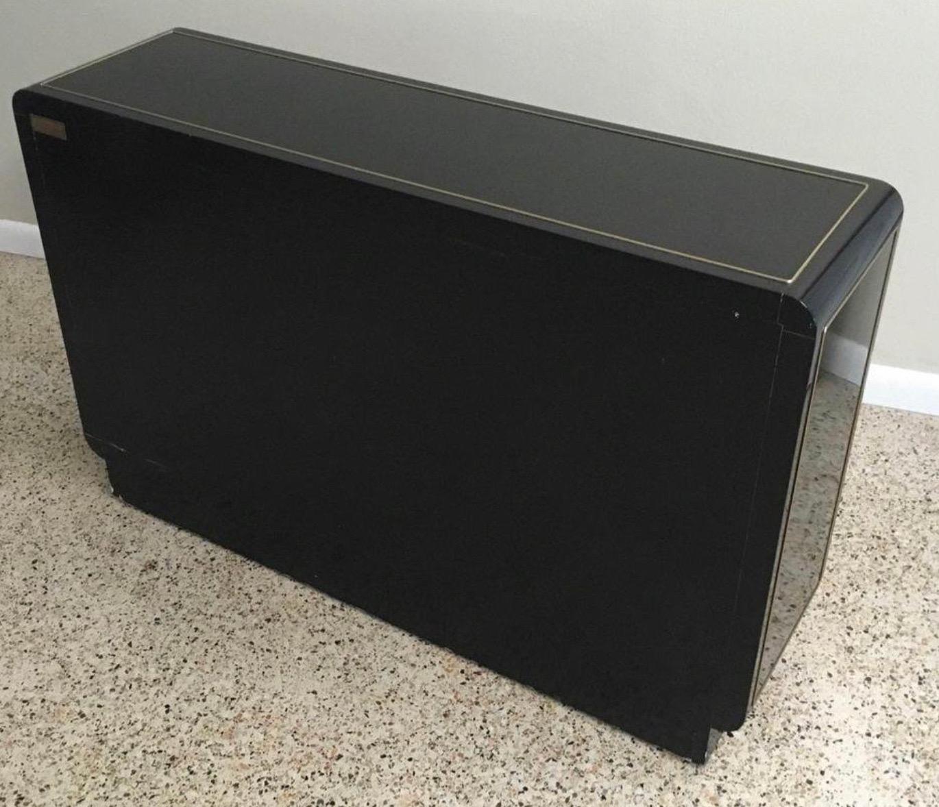 1980s Black Lacquer Mastercraft Cabinet/Credenza For Sale at 1stDibs