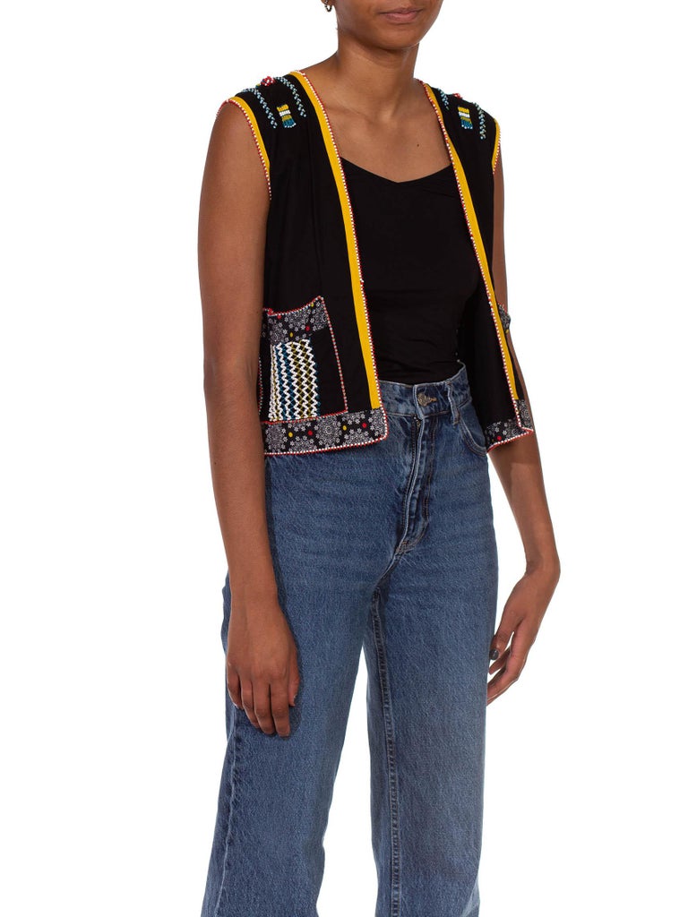 1980S Black Multi African Hand Beaded Vest For Sale at 1stDibs