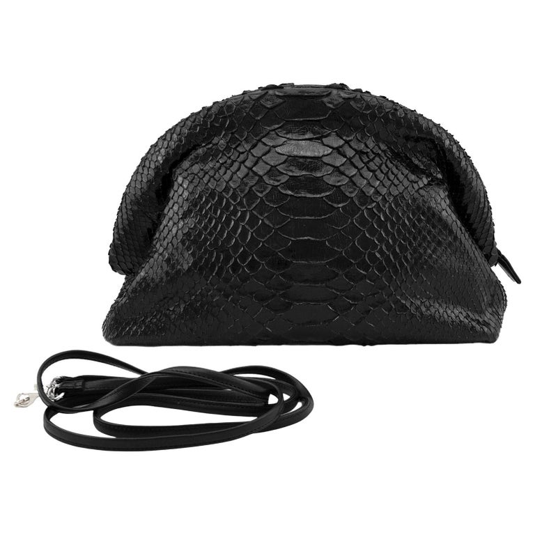 1980s Black Patterned Leather Dinner Bag at 1stDibs