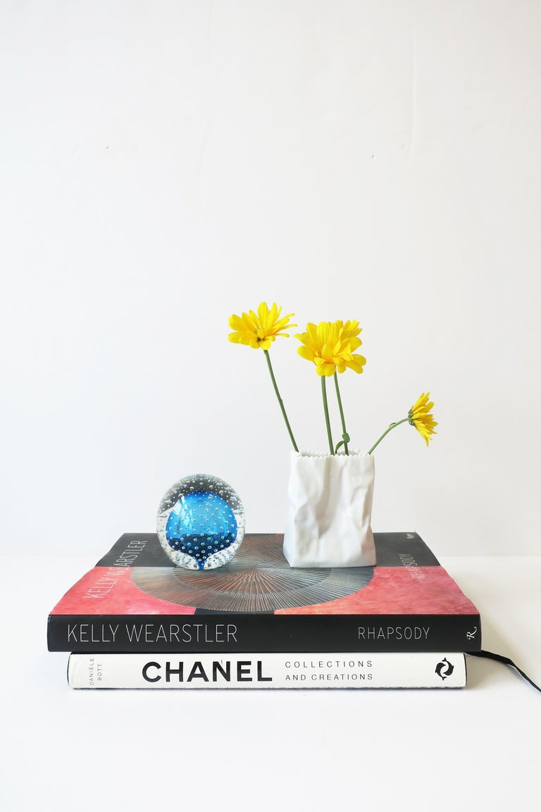 1980s Blue and Clear Art Glass Decorative Object or Paperweight at 1stDibs