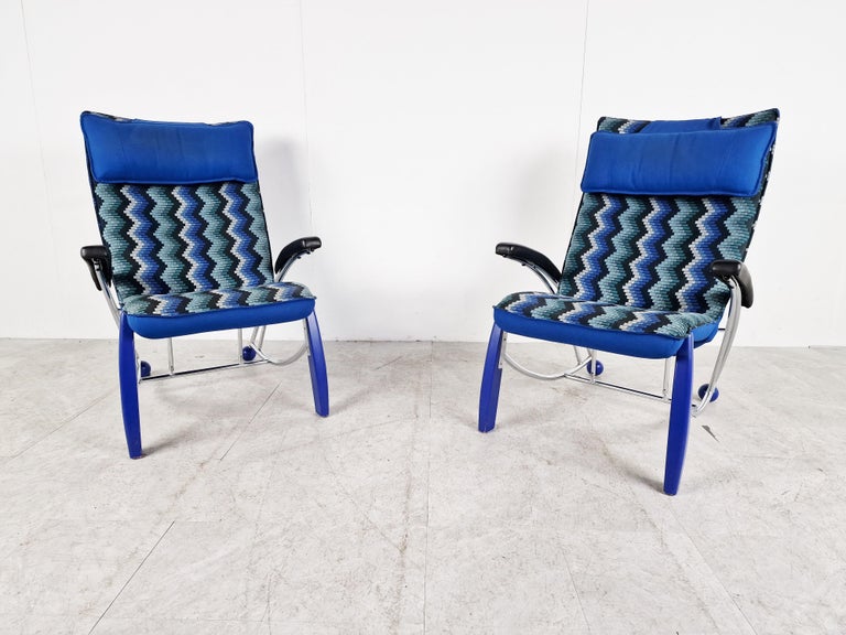 1980s Blue Memphis Style Armchairs For Sale at 1stDibs