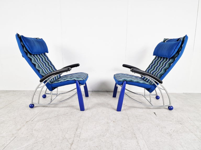 1980s Blue Memphis Style Armchairs For Sale at 1stDibs