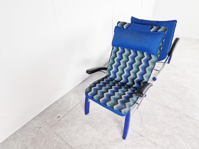 1980s Blue Memphis Style Armchairs For Sale at 1stDibs