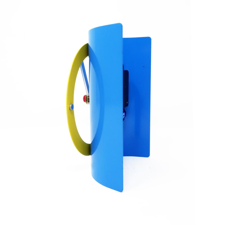 1980s Blue and Yellow Metal Desk Clock by Time Square For Sale at ...