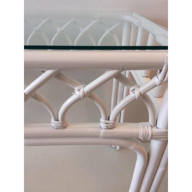 1980s Boho Chic Rattan Console Table For Sale at 1stDibs
