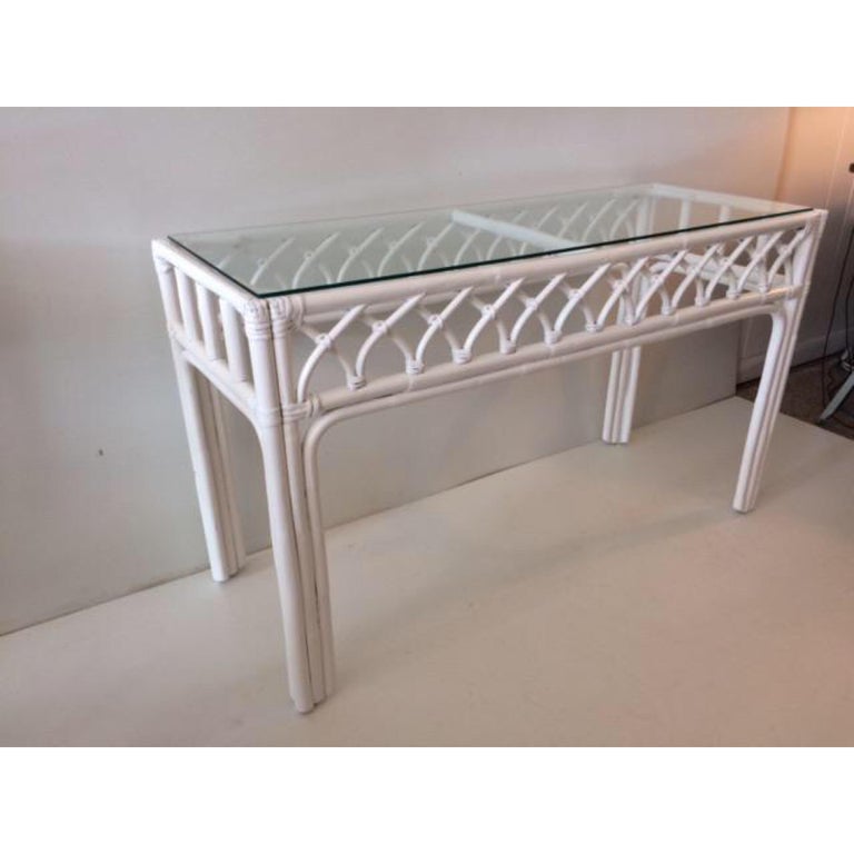 1980s Boho Chic Rattan Console Table For Sale at 1stDibs