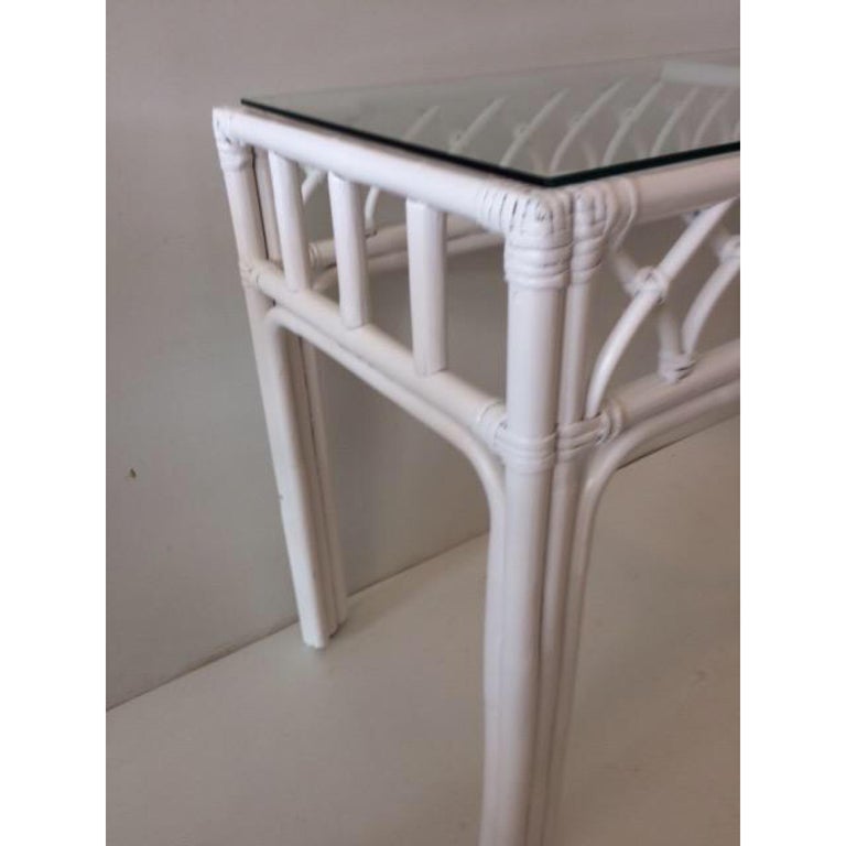 1980s Boho Chic Rattan Console Table For Sale at 1stDibs
