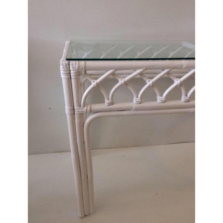 1980s Boho Chic Rattan Console Table For Sale at 1stDibs