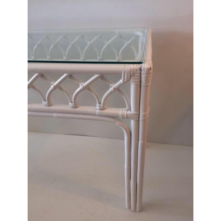 1980s Boho Chic Rattan Console Table For Sale at 1stDibs
