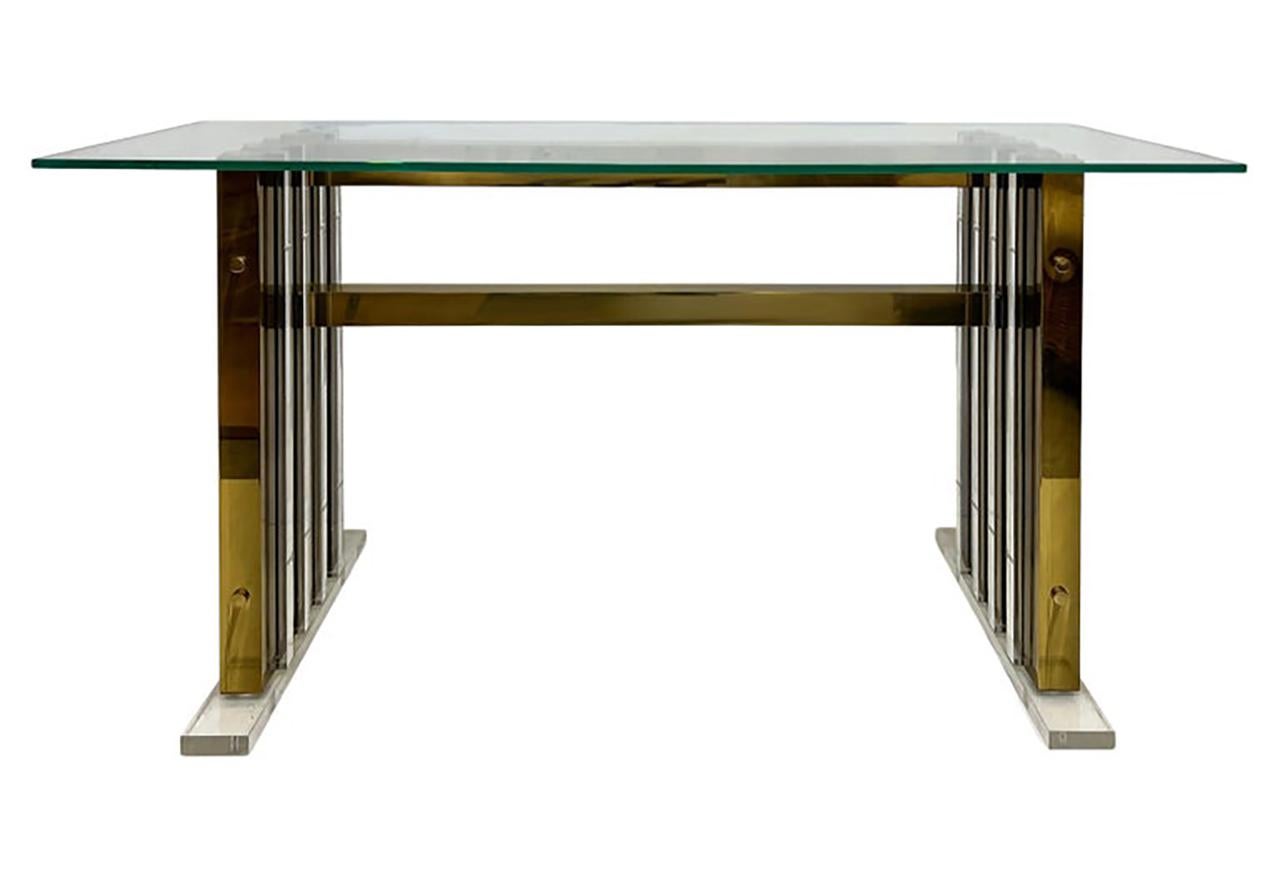 1980s Brass and Lucite Console Table, Charles Hollis Jones style For ...