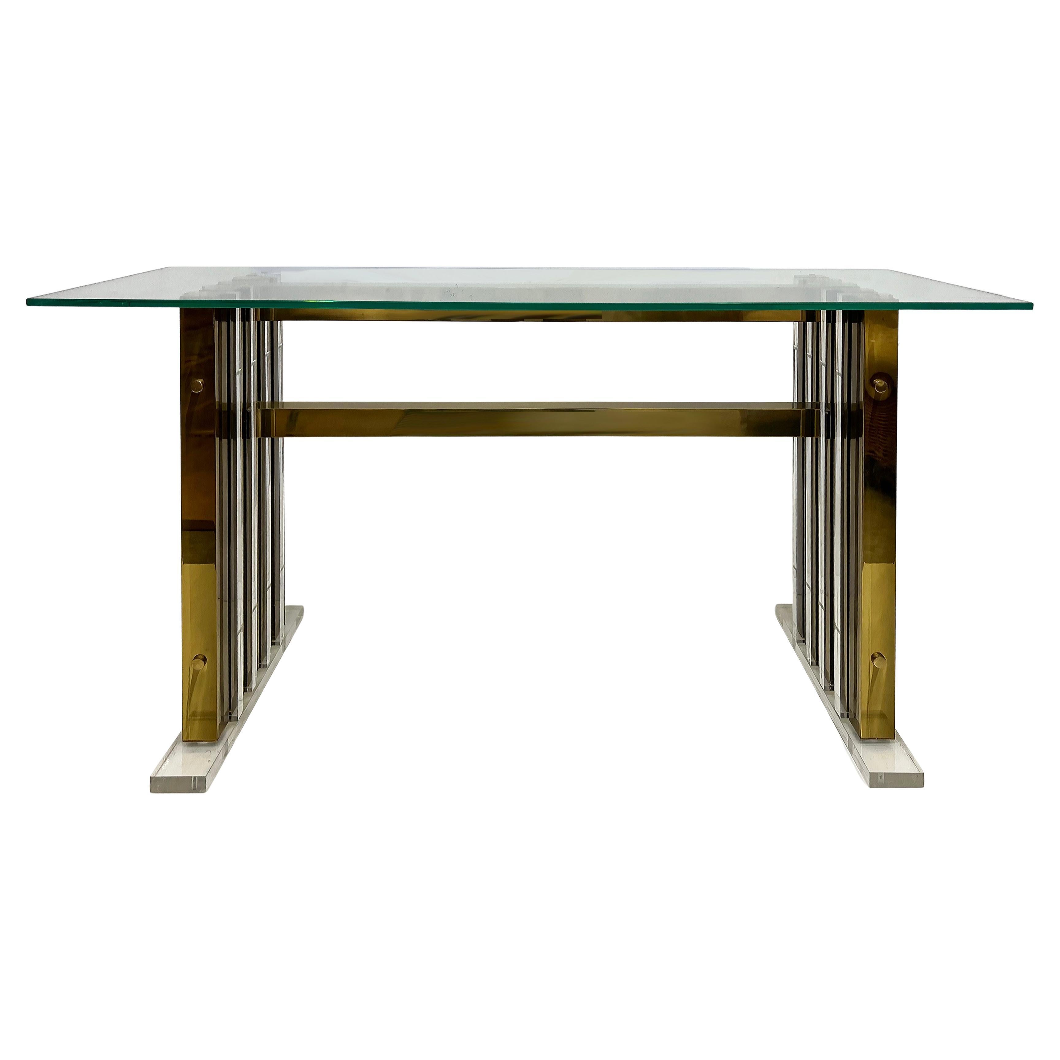 1980s Brass and Lucite Console Table, Charles Hollis Jones style For ...