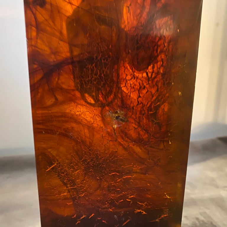 1980s Brass and Tortoise Effect Lucite Italian Table Lamp For Sale at ...