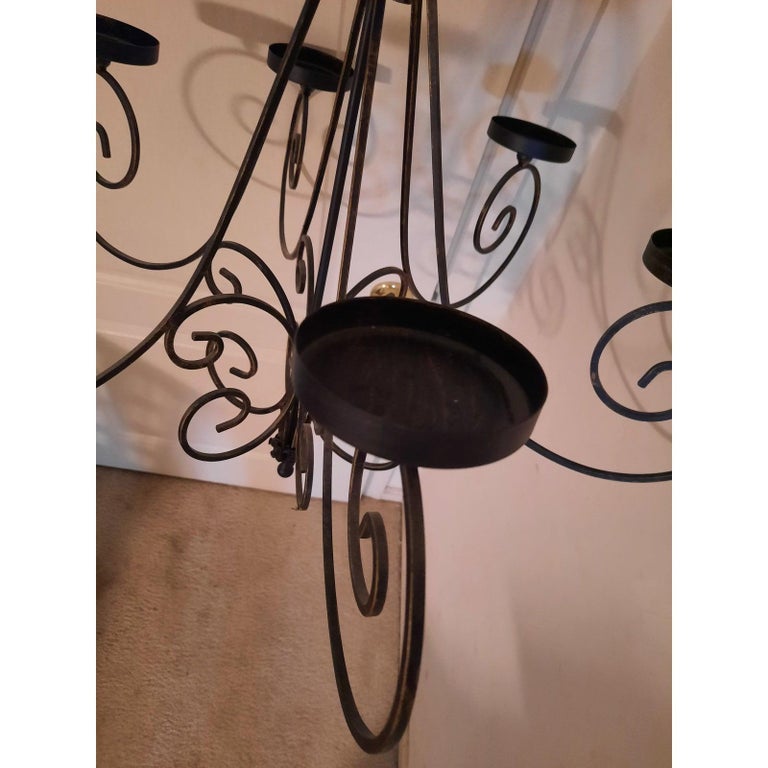 1980s Brass Iron Hanging Candelabra For Sale at 1stDibs