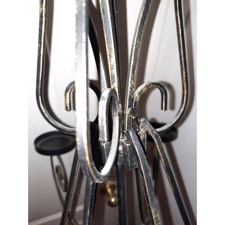 1980s Brass Iron Hanging Candelabra For Sale at 1stDibs