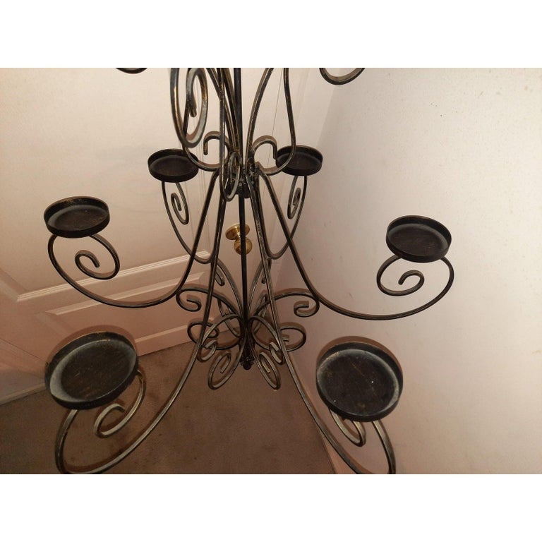 1980s Brass Iron Hanging Candelabra For Sale at 1stDibs