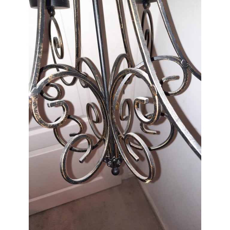 1980s Brass Iron Hanging Candelabra For Sale at 1stDibs