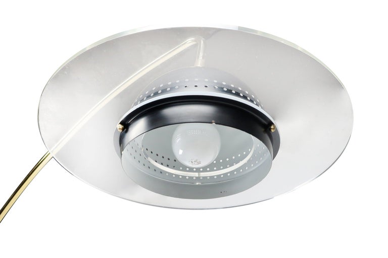 1980s Brass and Lucite Arc Floor Lamp by Clover Lamp Co. at 1stDibs