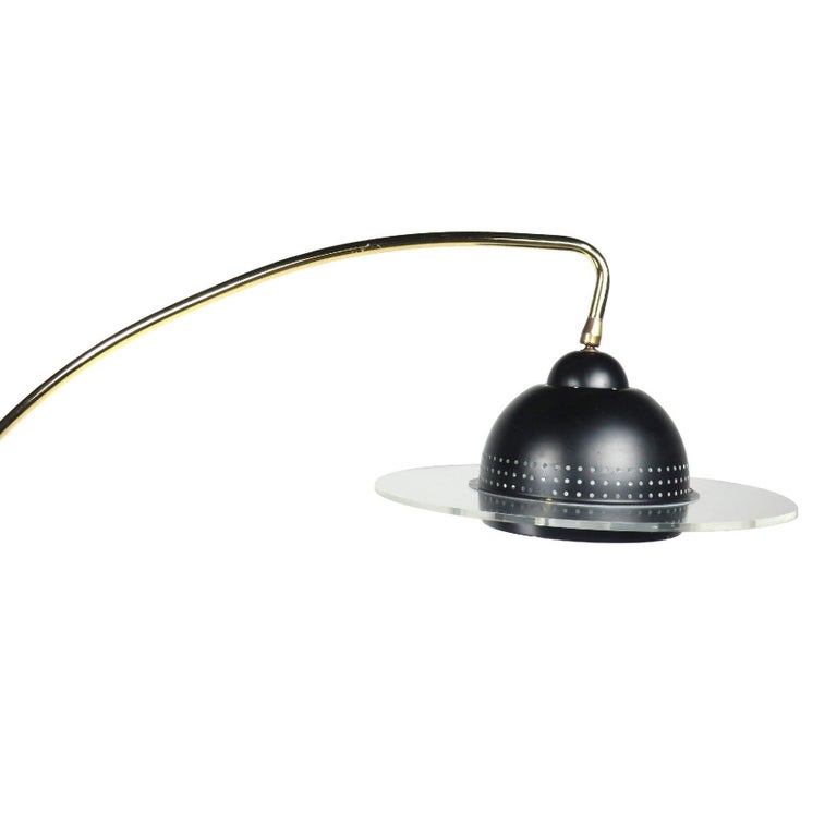 1980s Brass and Lucite Arc Floor Lamp by Clover Lamp Co. at 1stDibs