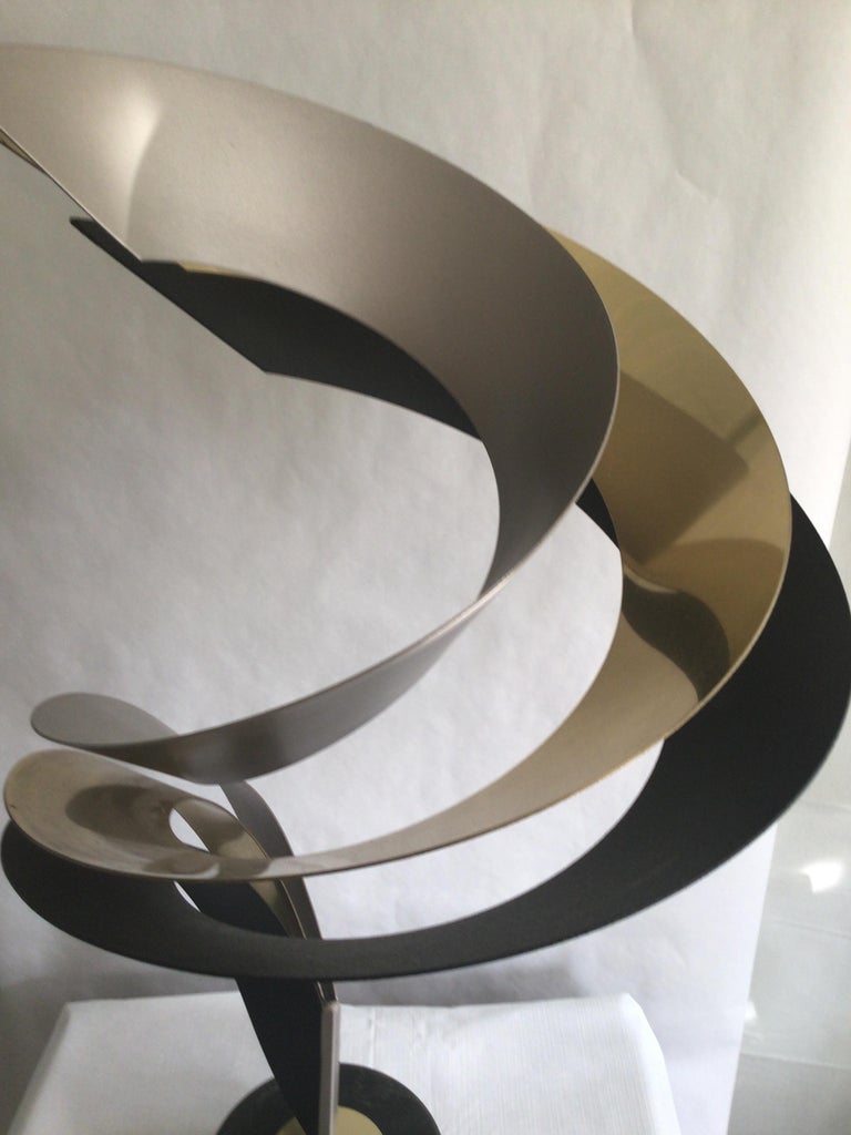 1980s Brass Steel and Aluminum Swirled Sculpture on Swivel Base For ...