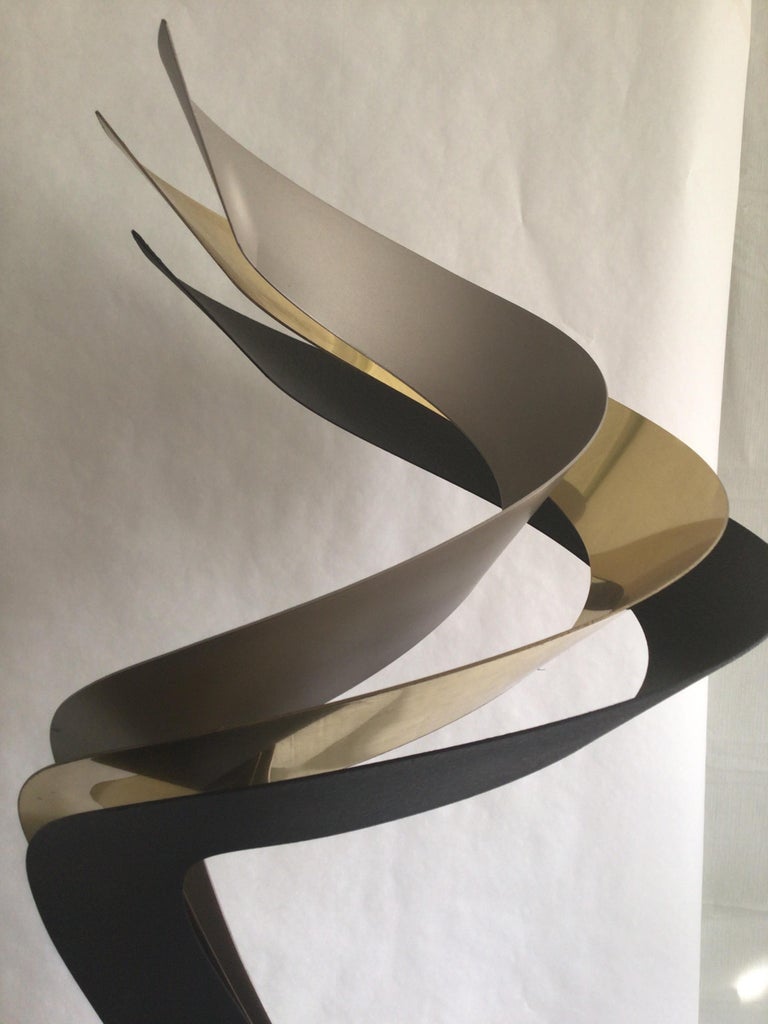 1980s Brass Steel and Aluminum Swirled Sculpture on Swivel Base For ...