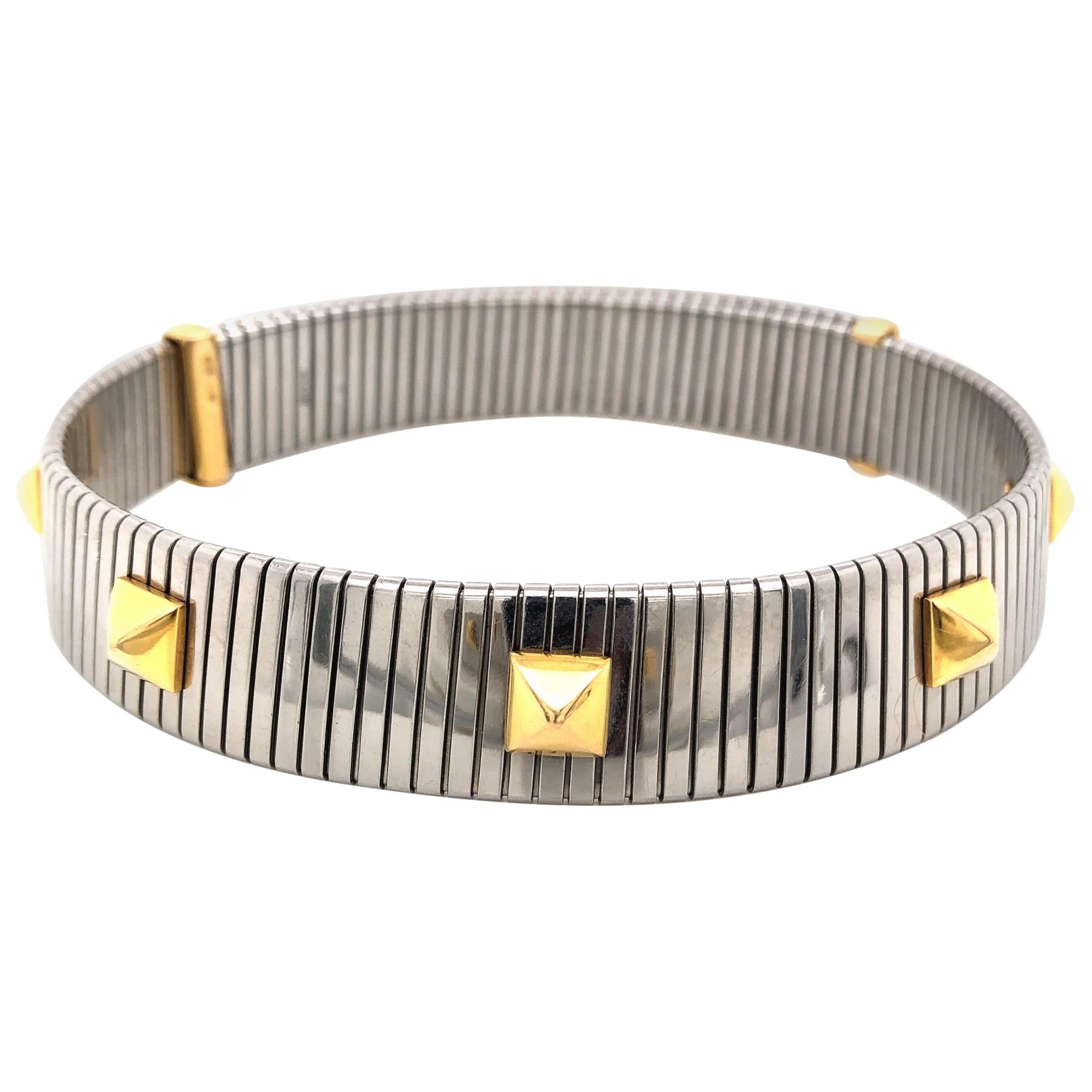 1980s Bulgari Tubogas Gold and Steel Choker at 1stDibs