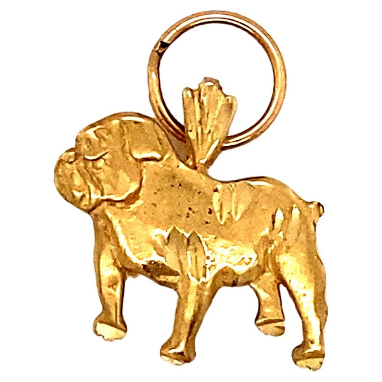 1980s Bulldog Charm in 14 Karat Gold For Sale at 1stDibs
