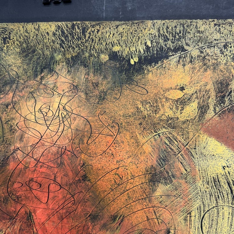 1980s Byron Gálvez Mexico Vibrant Modernism Artwork Pastel Ink Black ...