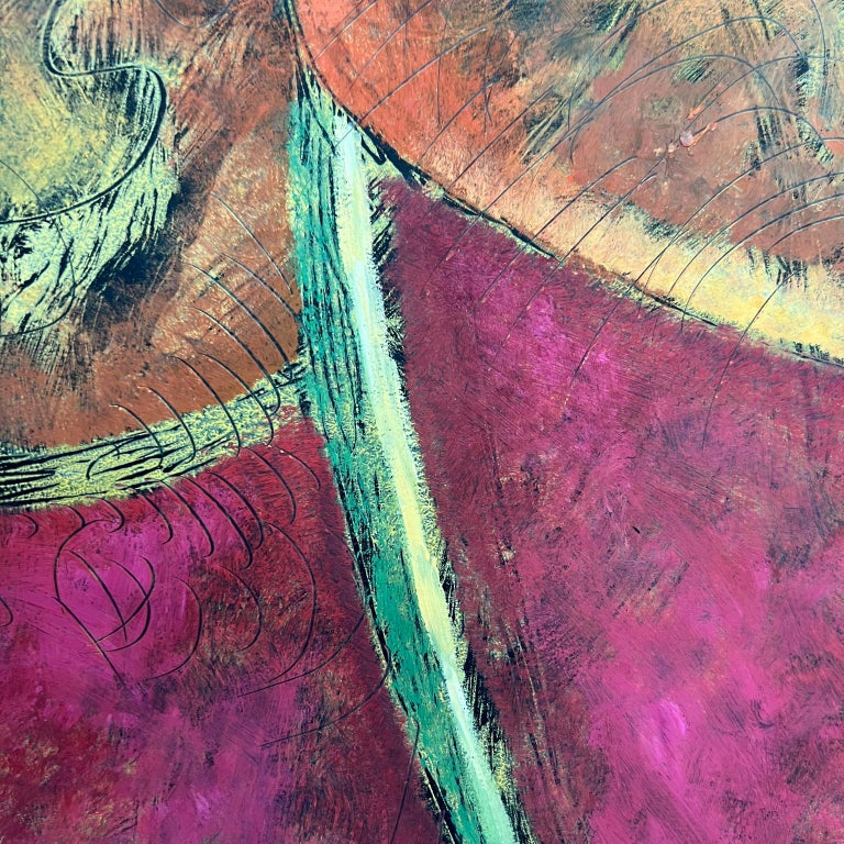 1980s Byron Gálvez Mexico Vibrant Modernism Artwork Pastel Ink Black ...