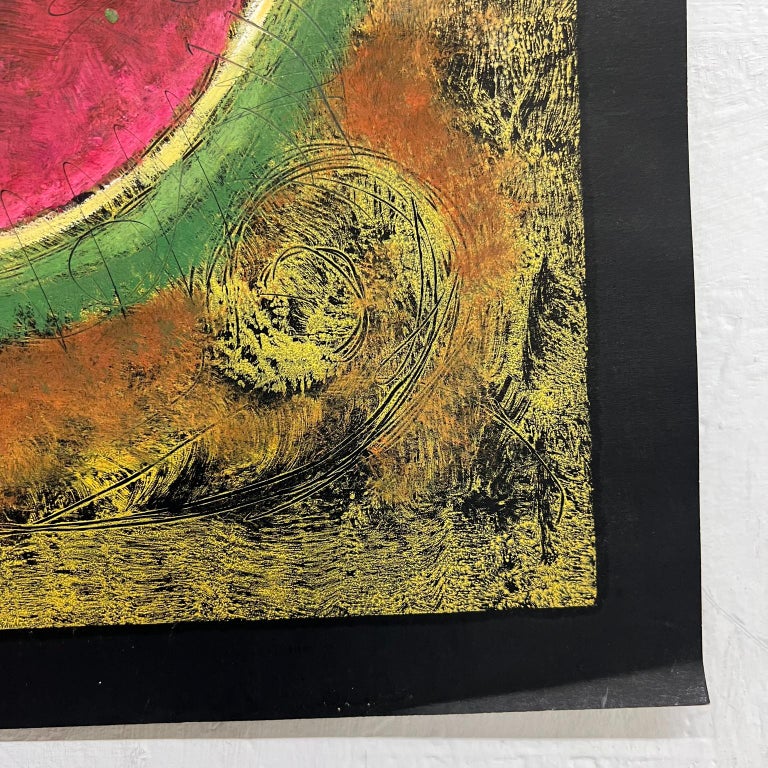 1980s Byron Gálvez Mexico Vibrant Modernism Artwork Pastel Ink Black ...