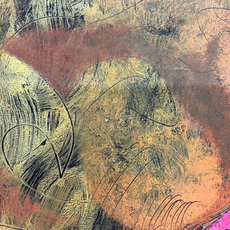 1980s Byron Gálvez Mexico Vibrant Modernism Artwork Pastel Ink Black ...