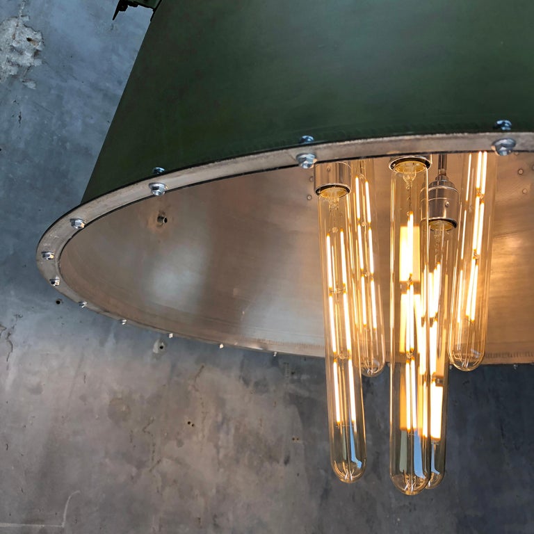 1980s Canadian Bombardier Jet Engine Cowling, Green Industrial Pendant ...