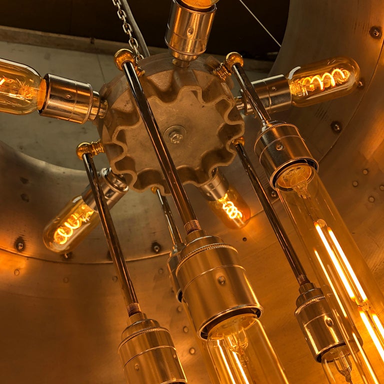 1980s Canadian Bombardier Jet Engine Cowling, Green Industrial Pendant ...