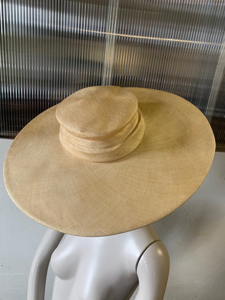 1980s Carson/Underwood Natural Woven Panama Straw Cartwheel Hat W ...