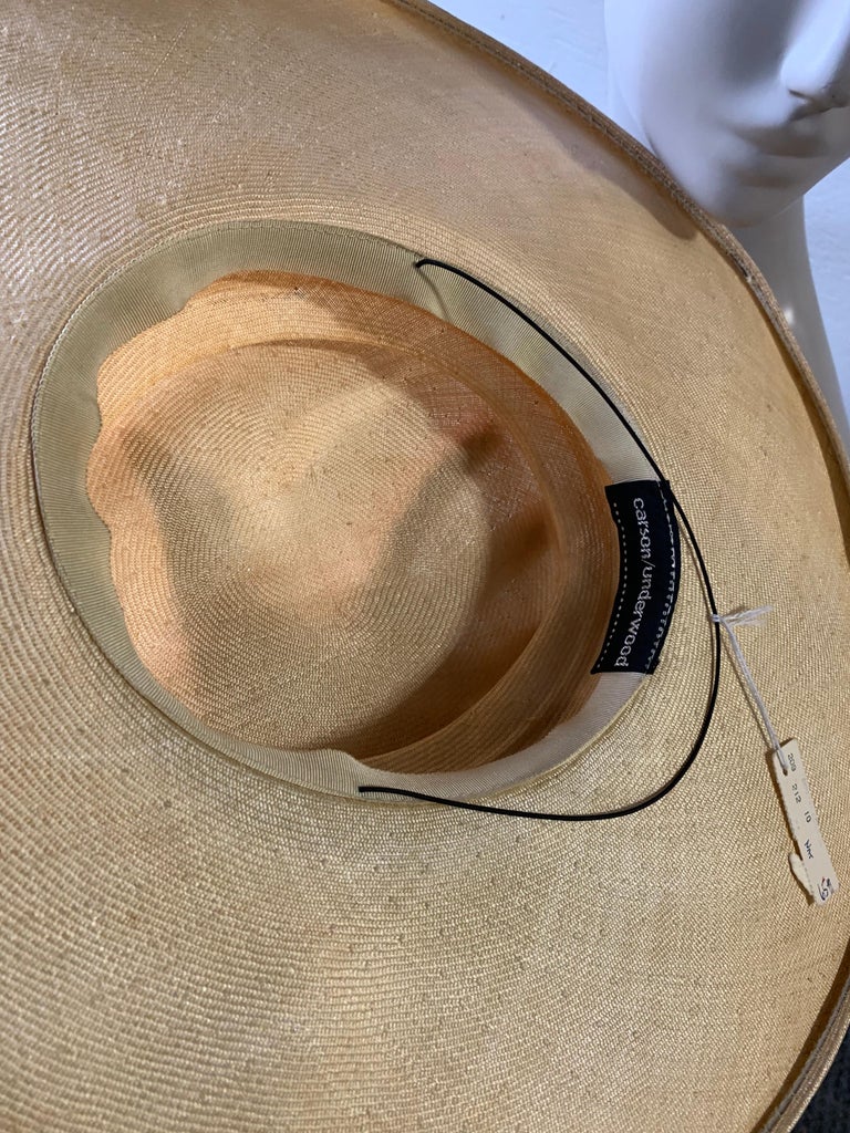 1980s Carson/Underwood Natural Woven Panama Straw Cartwheel Hat W ...
