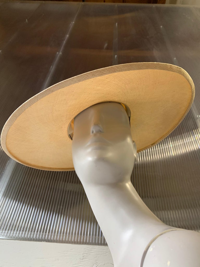 1980s Carson/Underwood Natural Woven Panama Straw Cartwheel Hat W ...