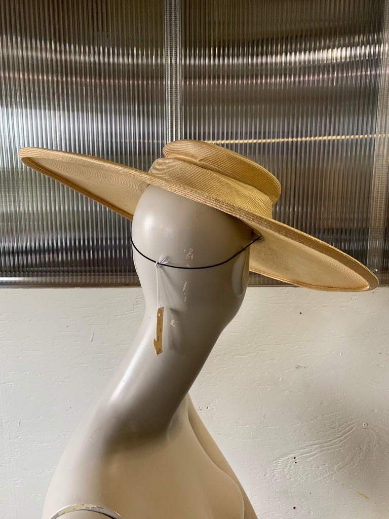1980s Carson/Underwood Natural Woven Panama Straw Cartwheel Hat W ...