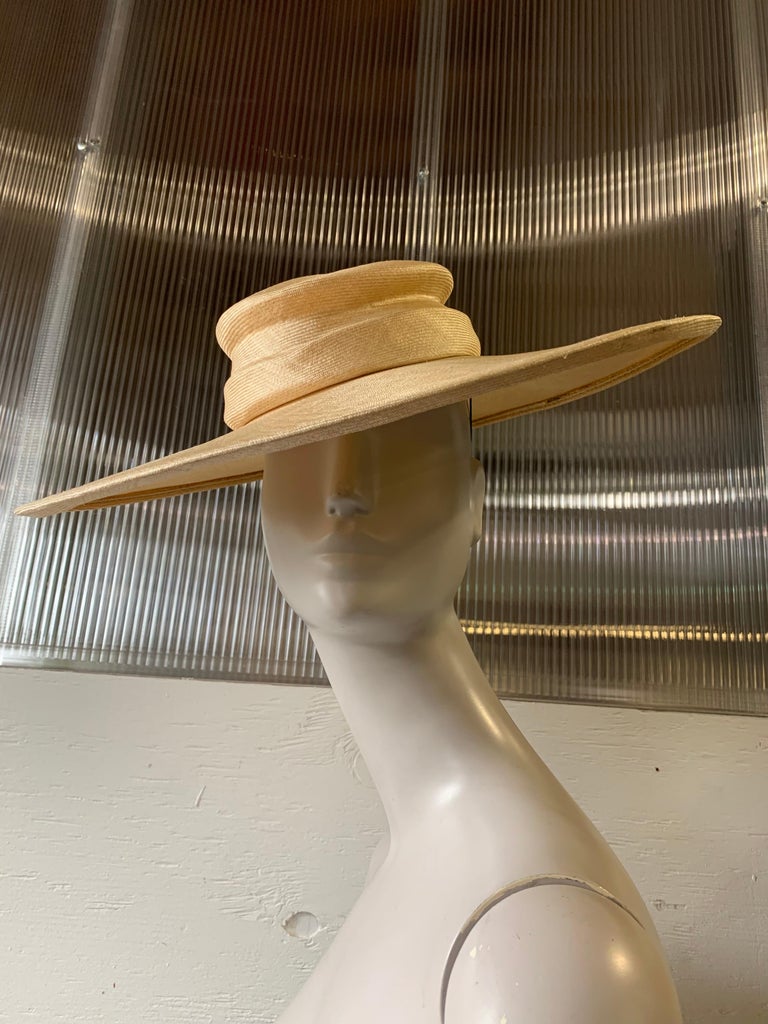 1980s Carson/Underwood Natural Woven Panama Straw Cartwheel Hat W ...