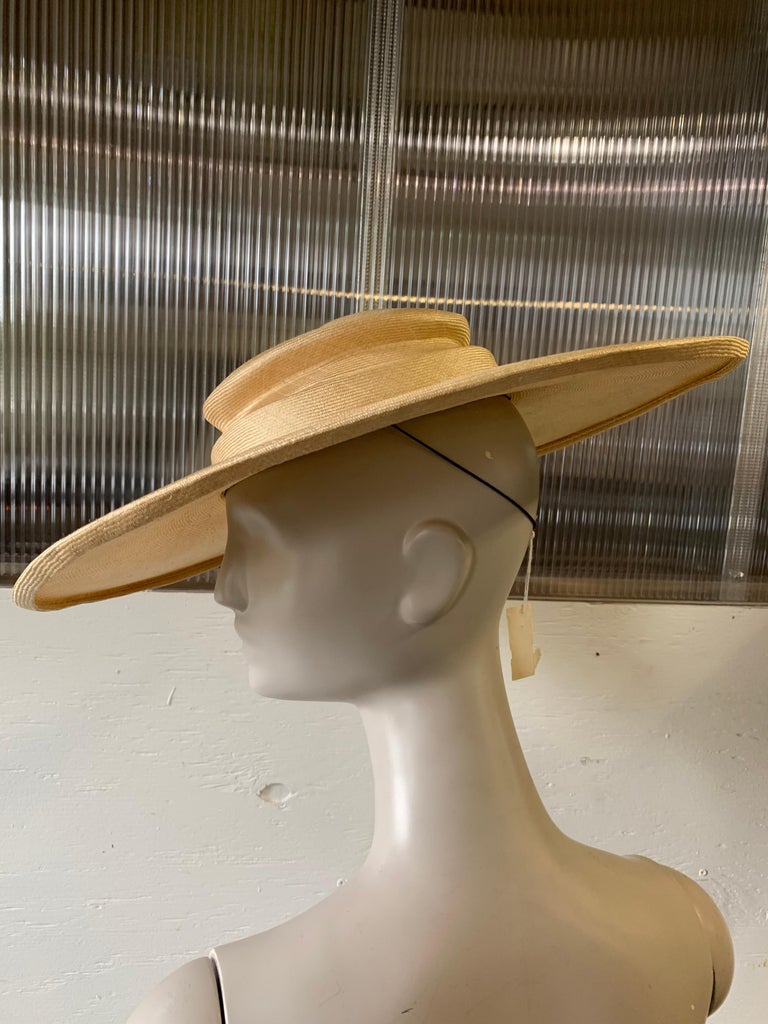 1980s Carson/Underwood Natural Woven Panama Straw Cartwheel Hat W ...