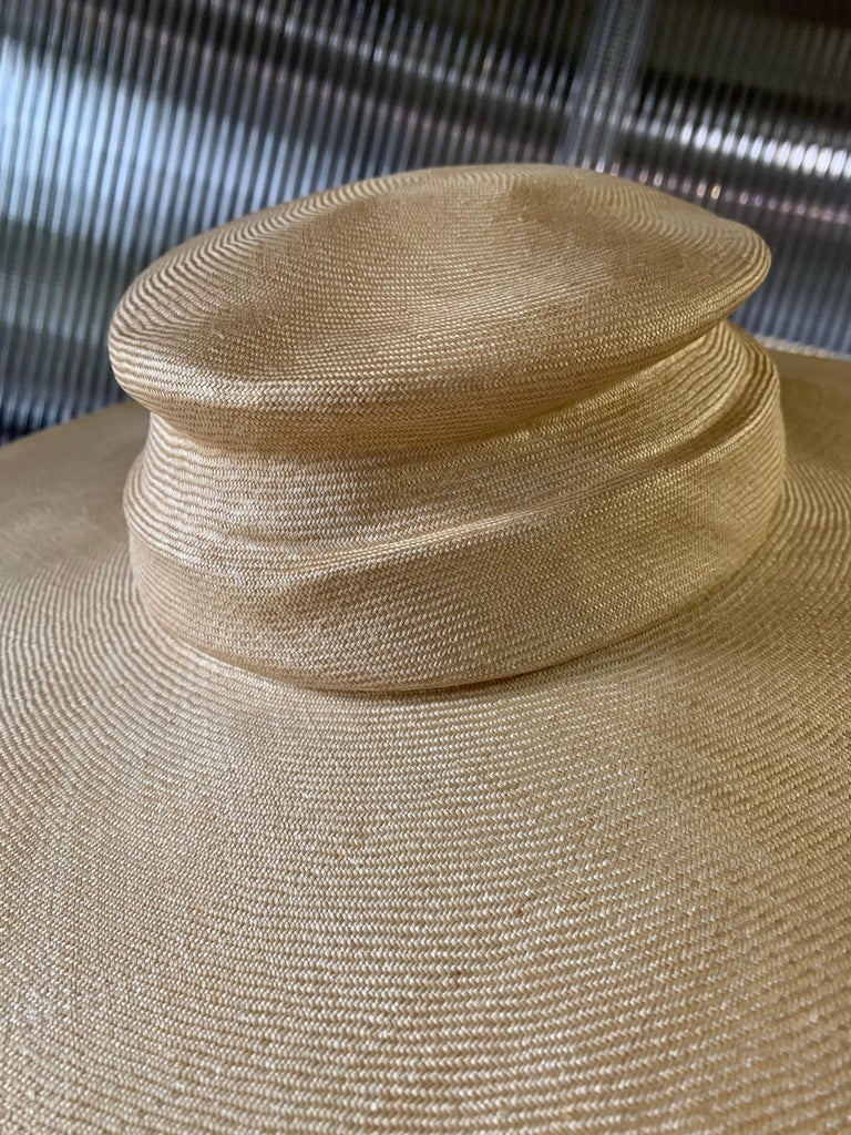 1980s Carson/Underwood Natural Woven Panama Straw Cartwheel Hat W ...