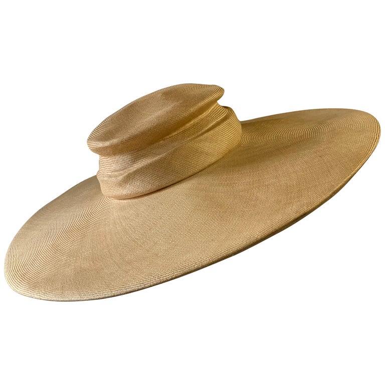 1980s Carson/Underwood Natural Woven Panama Straw Cartwheel Hat W ...