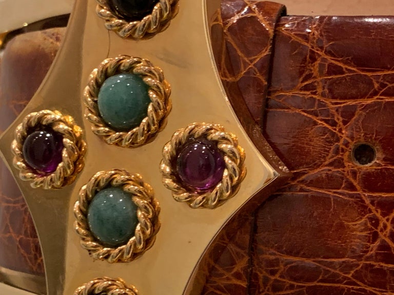 1980s Caryn Suzann Genuine Gator Belt W/ Etruscan-Inspired Semi ...