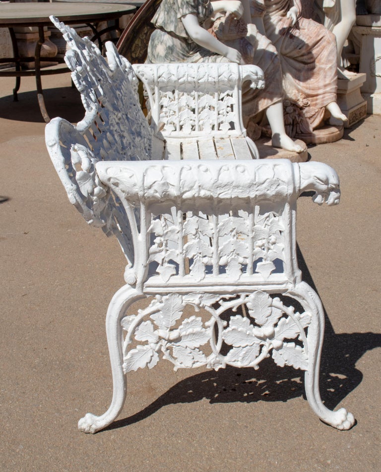 1980s Cast Aluminium Solid Metal White Garden Bench with Grapes Flower ...