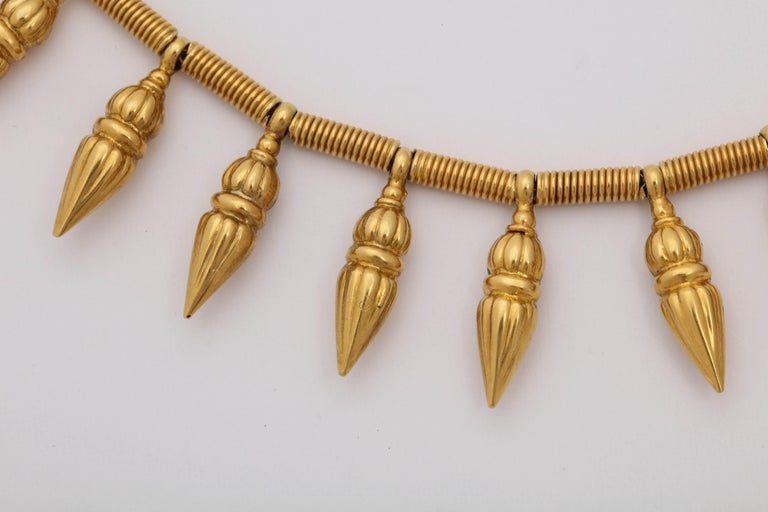 1980s Castellani Cleopatra Style Fringe Pendants High Karat Gold ...