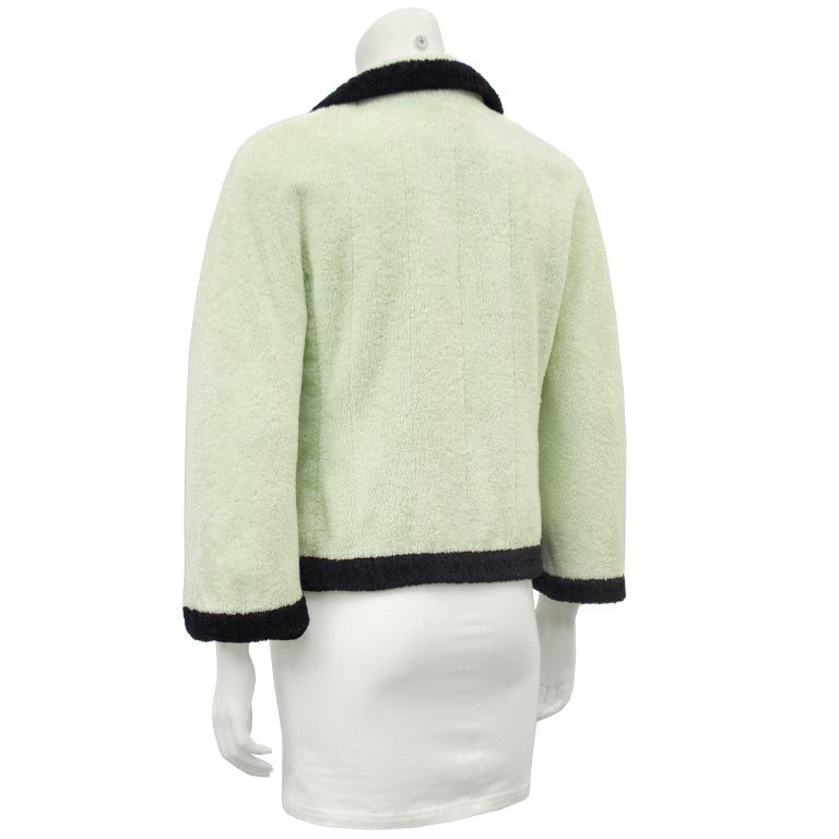 1980s Chanel Mint Terry Cloth Cropped Jacket at 1stDibs | chanel fleece ...