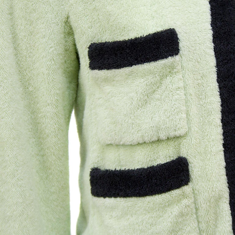 1980s Chanel Mint Terry Cloth Cropped Jacket at 1stDibs | chanel fleece ...