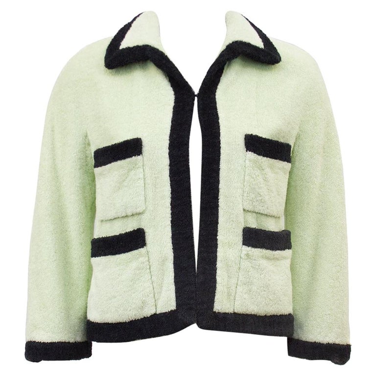1980s Chanel Mint Terry Cloth Cropped Jacket at 1stDibs | chanel fleece ...