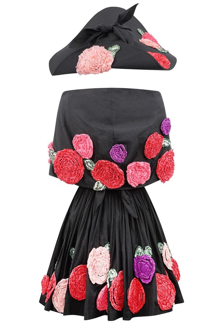 1980s Chantal Thomass Silk Appliqué Ensemble With Matching Accessories ...