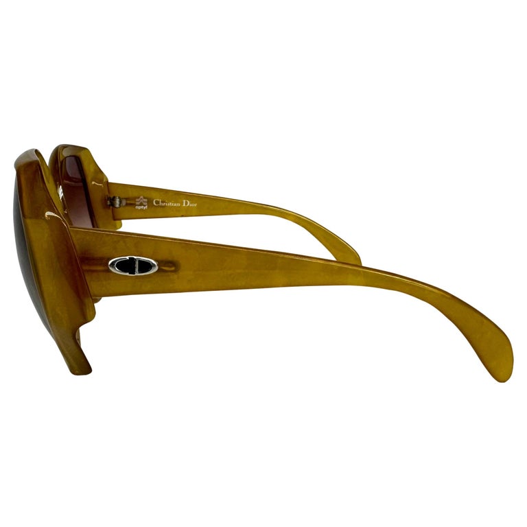 1980s Christian Dior Honey Geometric Oversized CD Sunglasses For Sale ...