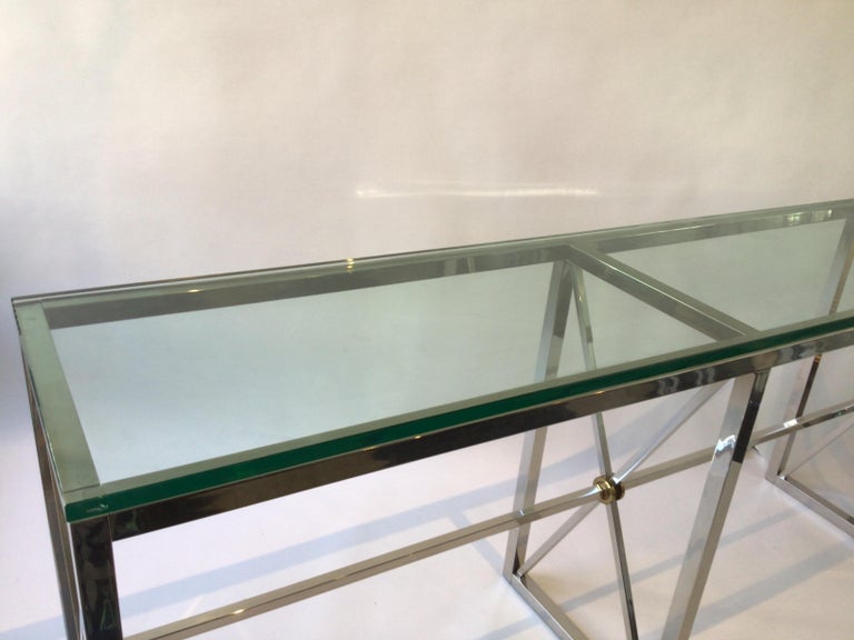 1980s Chrome/Glass Classical “X” Console For Sale at 1stDibs