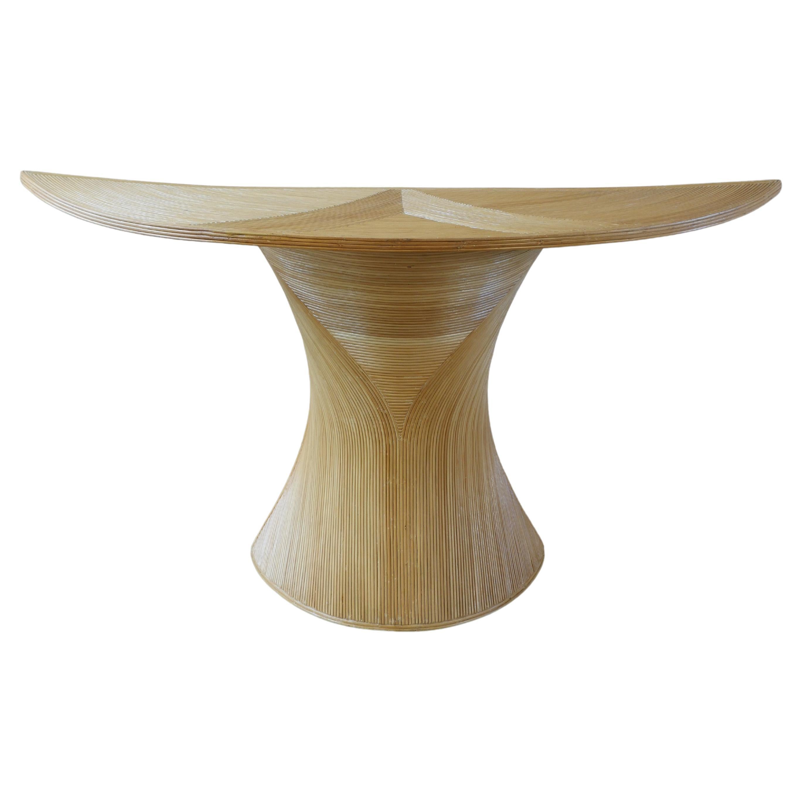 1980s Coastal Pencil Reed Console Table at 1stDibs